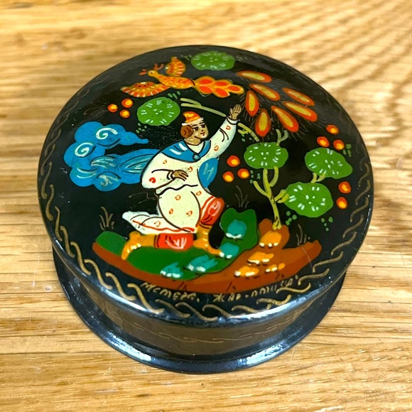 Vintage | Accents | Vtg Mini Trinket Box Russian Fairy Tale Black ...